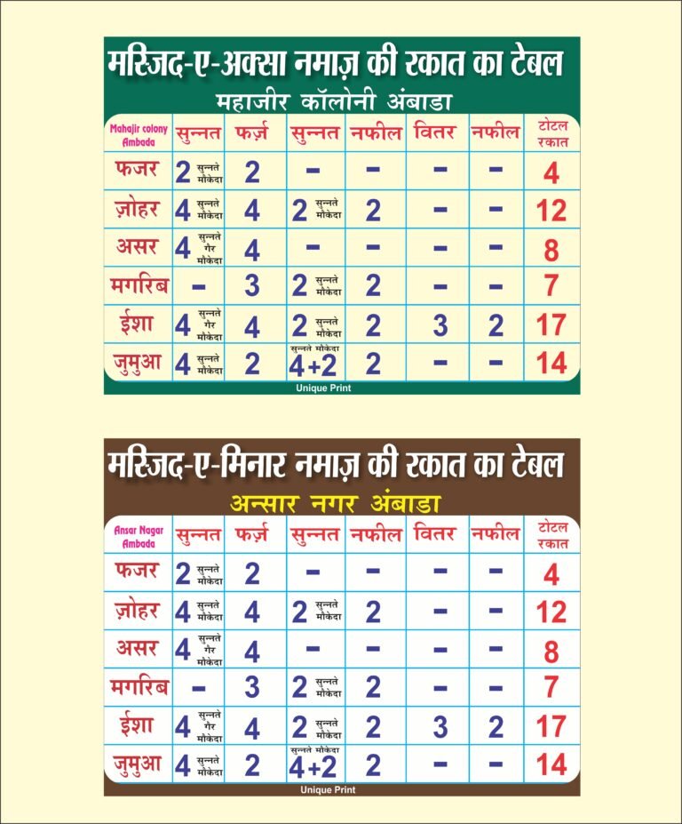 Masjid Namaz Board Time Table Banner - designerden.in
