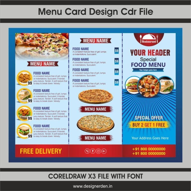 Beauty Parlour Menu Card Template CDR File