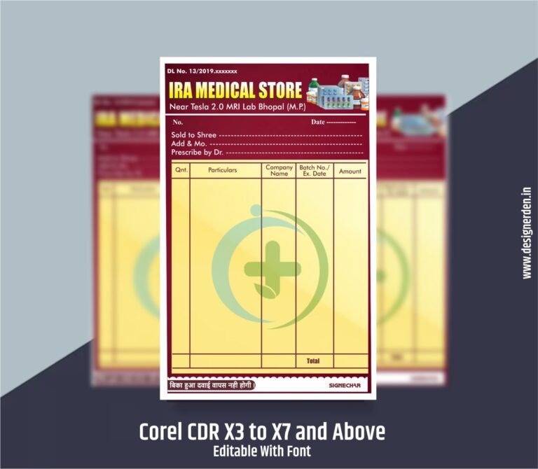 Doctor Bill Book - Medical Store INVOICE Bill Book Design CDR File