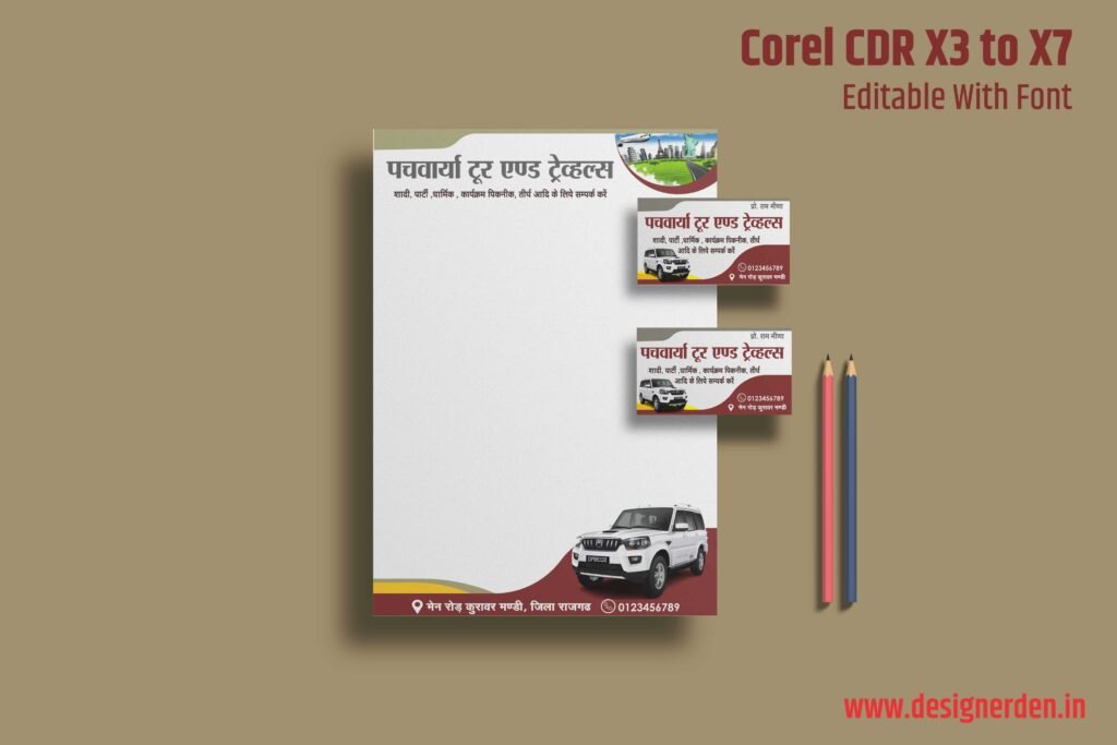 Tour And Travels Letter Head Design CDR File