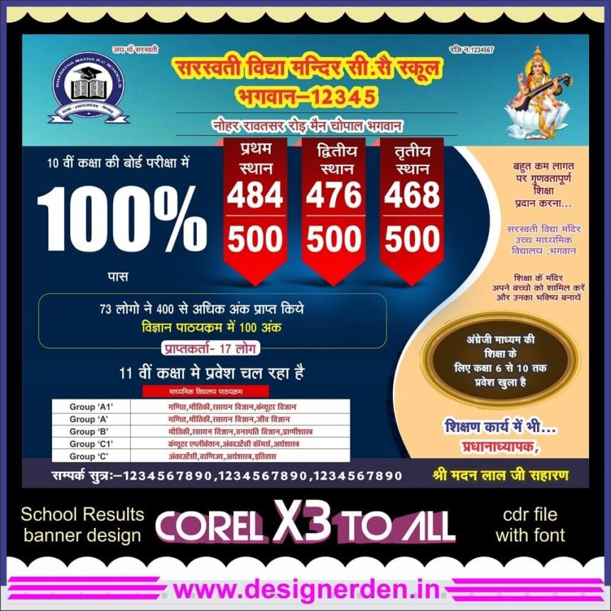 School Result Card Format Design CDR File 2025