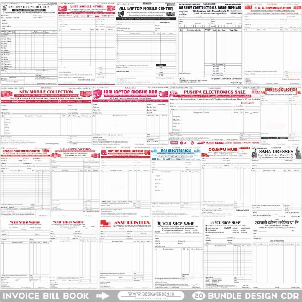 Videography And Studio INVOICE Bill Book Design CDR File