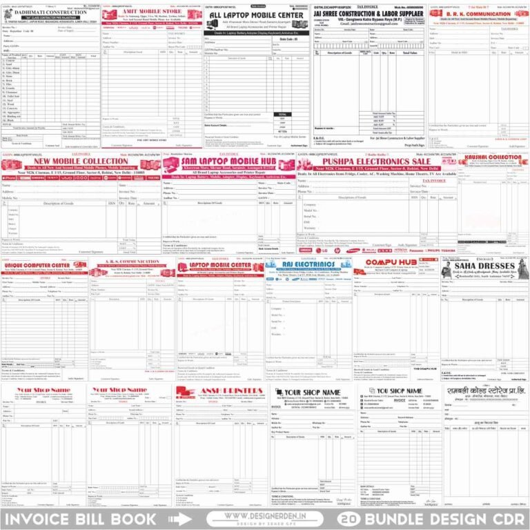 Videography And Studio INVOICE Bill Book Design CDR File