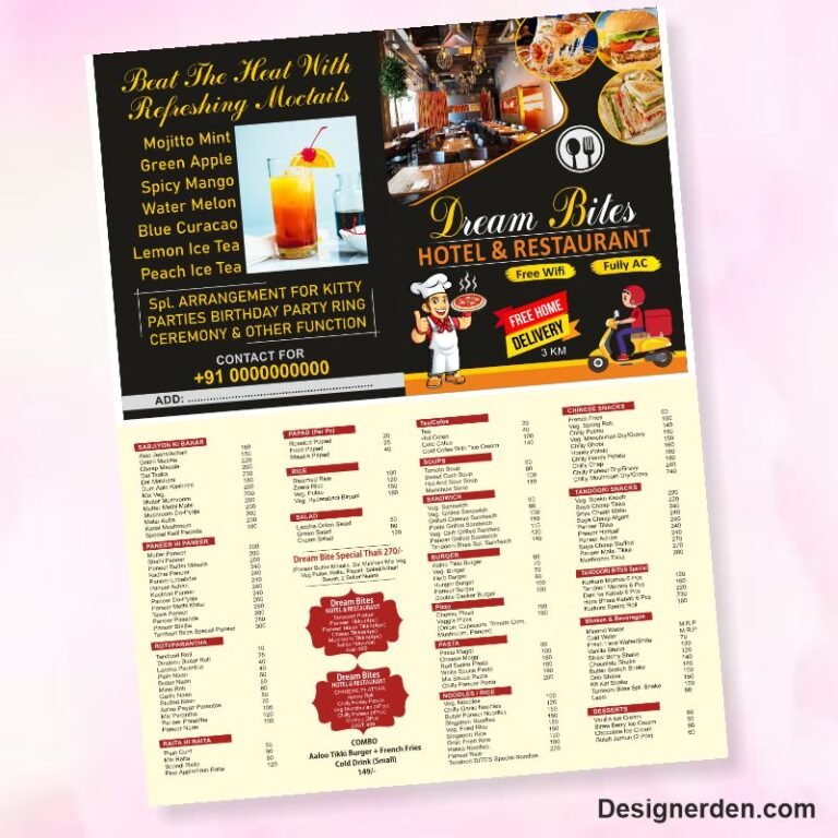 Restaurant Menu Card Design CDR File